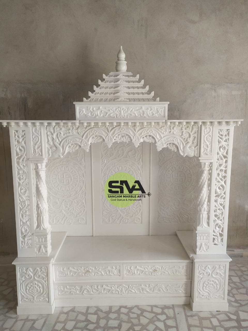 White Marble Mandir for Home - sangammarblearts.com